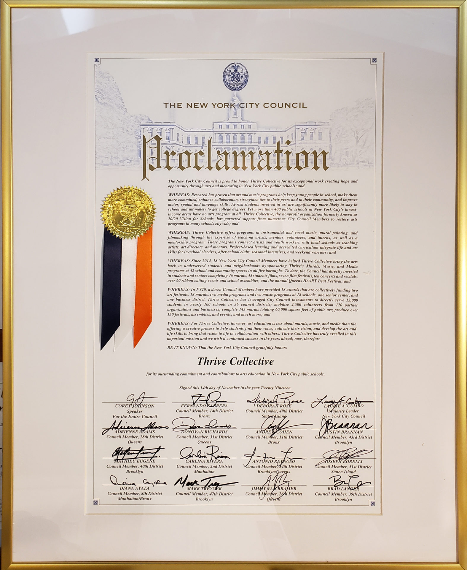 NYC Council Honors Thrive - Thrive Collective